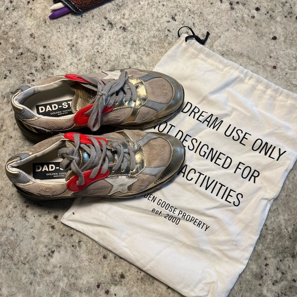 Golden Goose | Shoes | Golden Goose Red And Gold Sneakers With Bold ...